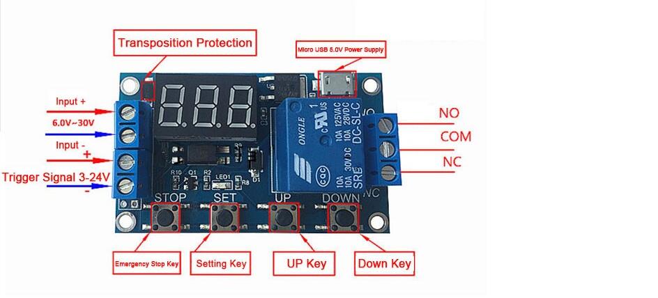 DC 6-30V Relay Module 6 Pack Programmable Timer Relay - DC 6-30V Delay ...